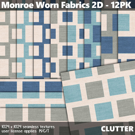 Second Life Marketplace - Clutter - Monroe Worn Fabrics 2D - 12PK